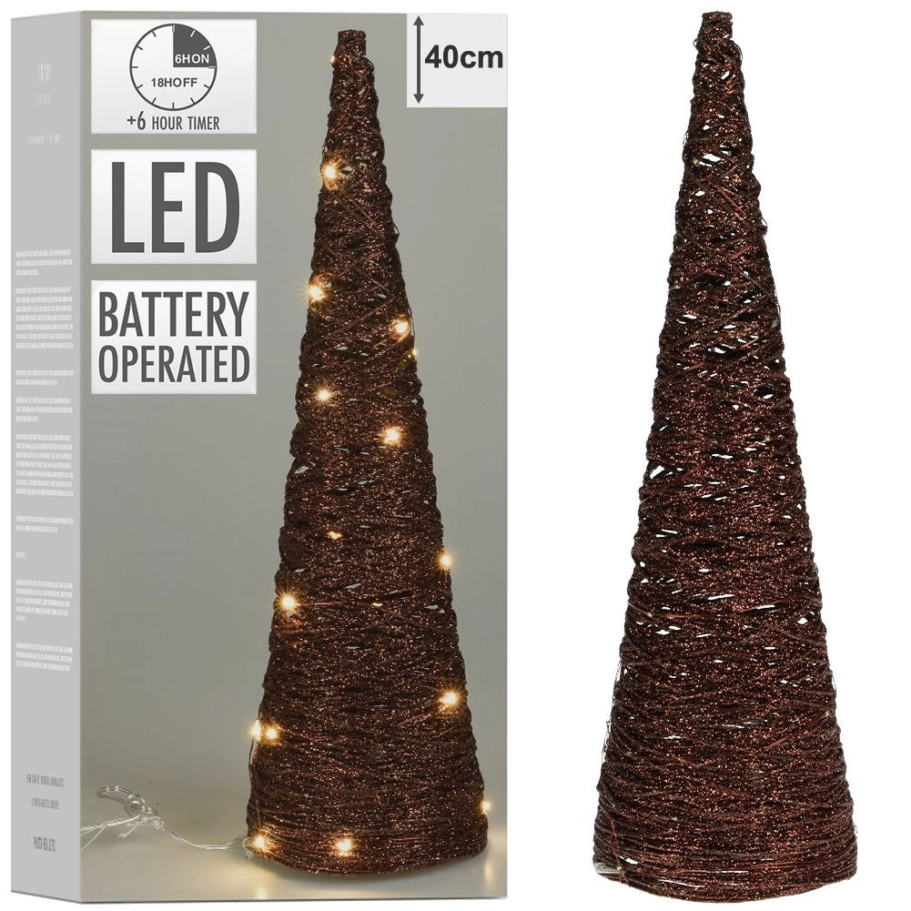 Luminous Christmas Cone Tree Brown 20 LED 36.5 cm - Vilde.pl