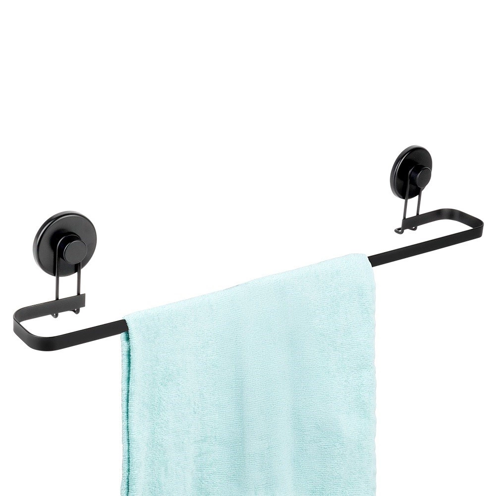 Towel Rail Metal Black on Suction Cups 60x8.5x11 cm - Vilde.pl